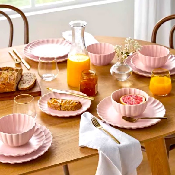 Dining | 12piece Scallop Dinnerware Set Pink | Poshmark